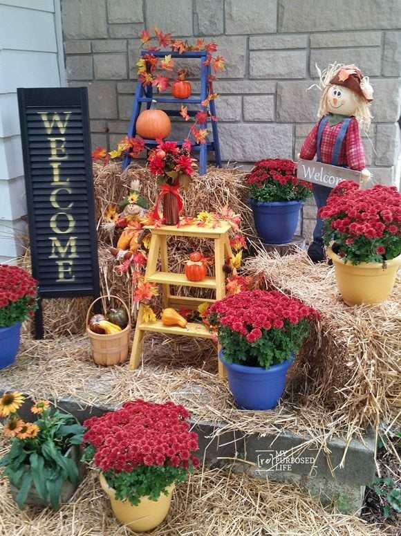 welcome sign shutter porch decor for fall