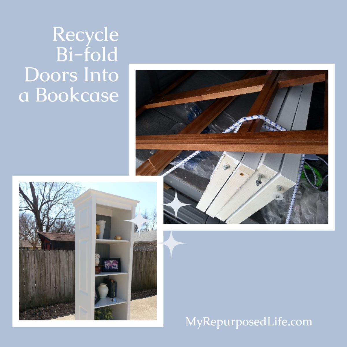 Bi-fold door bookshelf - My Repurposed Life®
