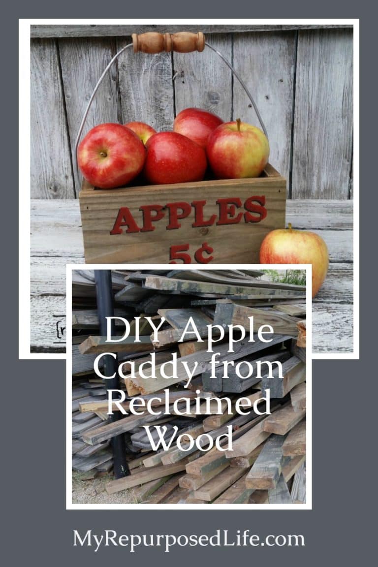 Apple Caddy | Reclaimed Wood and a Bucket Handle - My Repurposed Life®