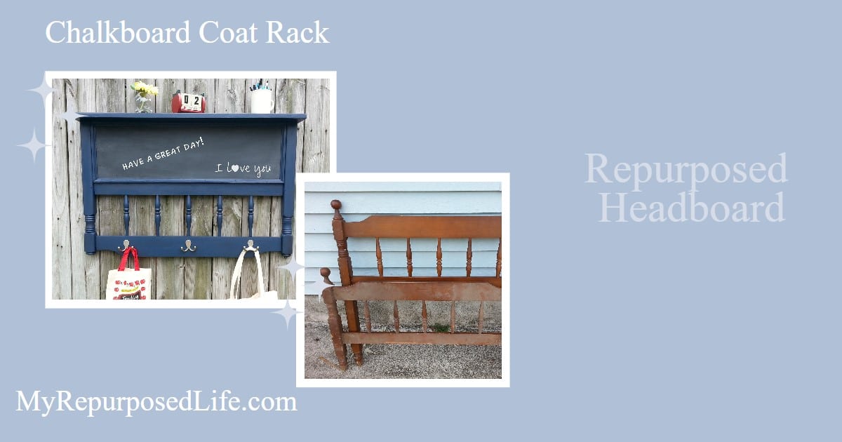 Headboard Chalkboard Coat Rack - My Repurposed Life®