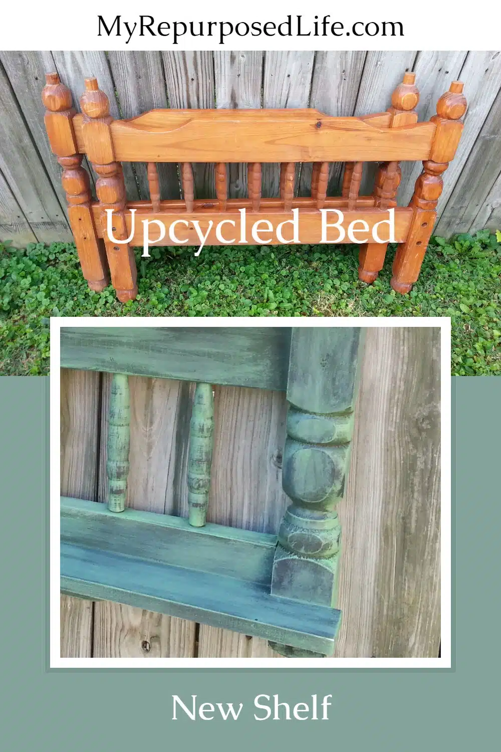 Repurposed Bunk Bed Wall Shelf - My Repurposed Life®