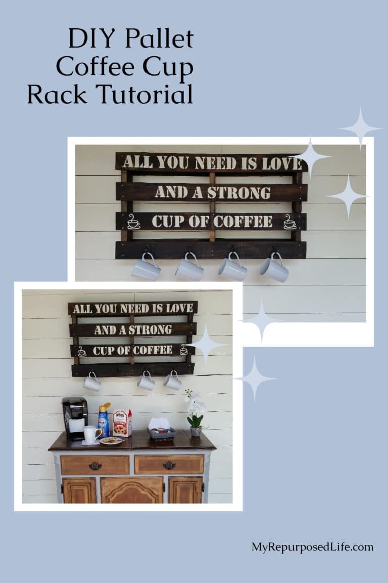 Repurposed Pallet Coffee Cup Rack - My Repurposed Life®