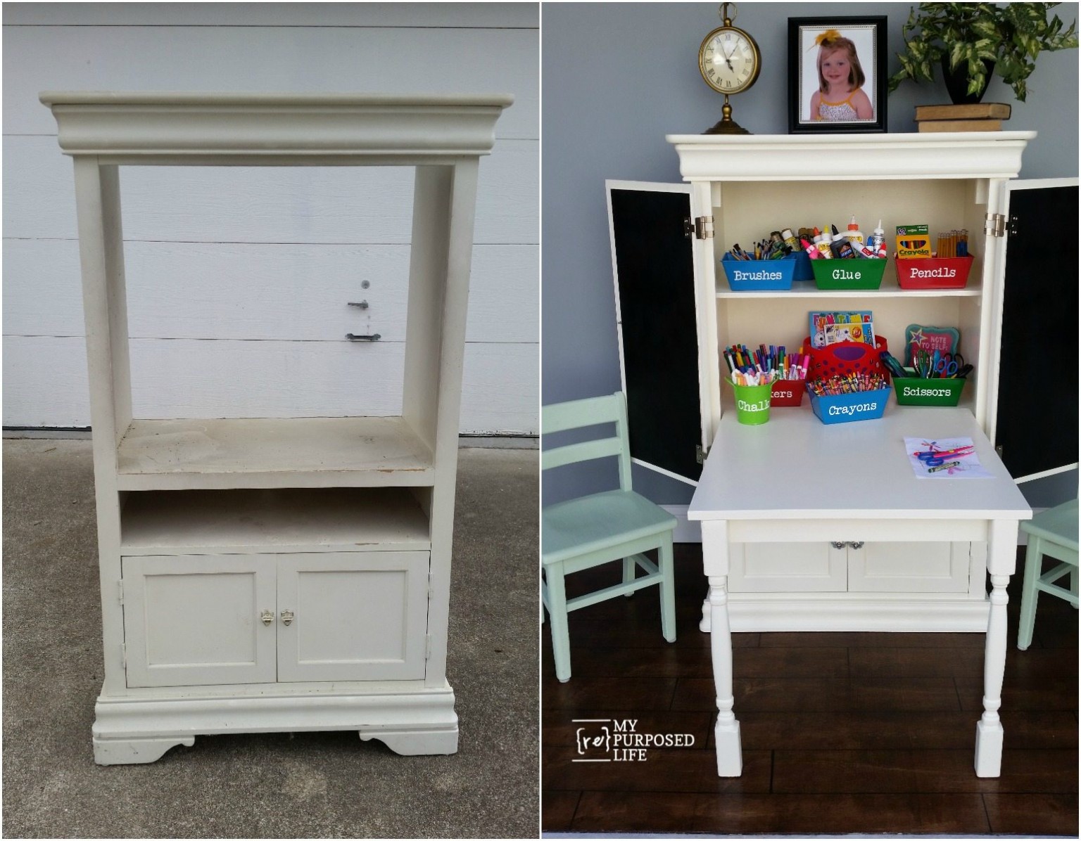 Repurposed tv armoire office storage - My Repurposed Life® Rescue Re ...