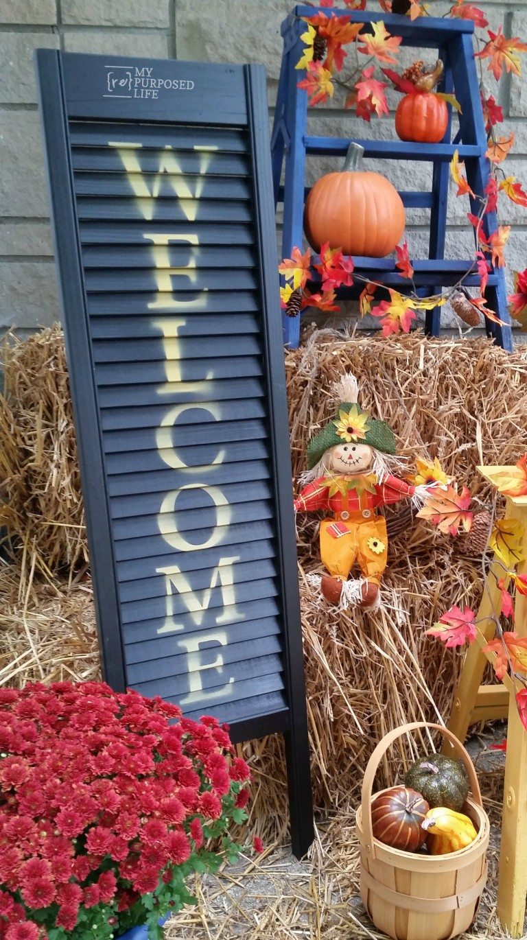 welcome sign shutter porch decor for fall