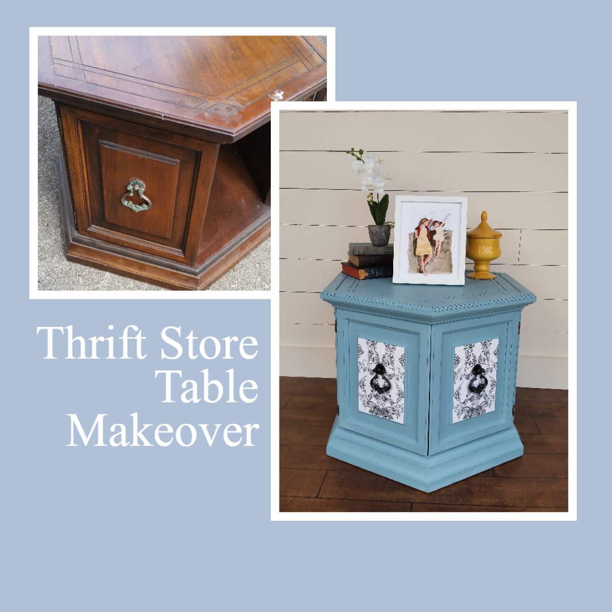 Hexagon Side Table Decoupaged - My Repurposed Life®