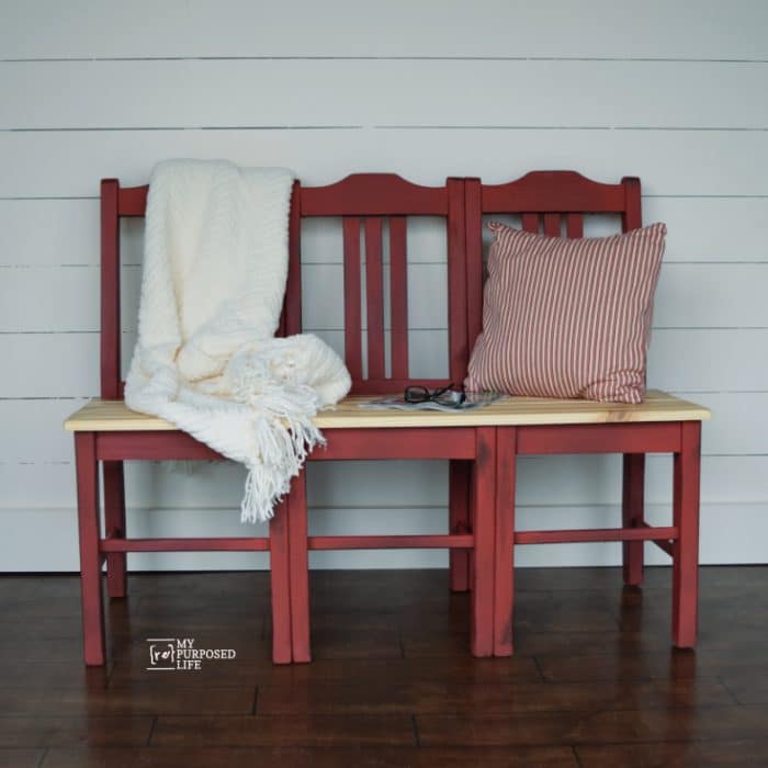 Red Chair Bench DIY (Made From Dumpster Chairs!) - My Repurposed Life®