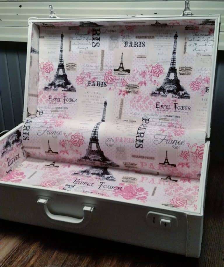 How to Line a Suitcase | Vintage Suitcase Makeover - My Repurposed Life®