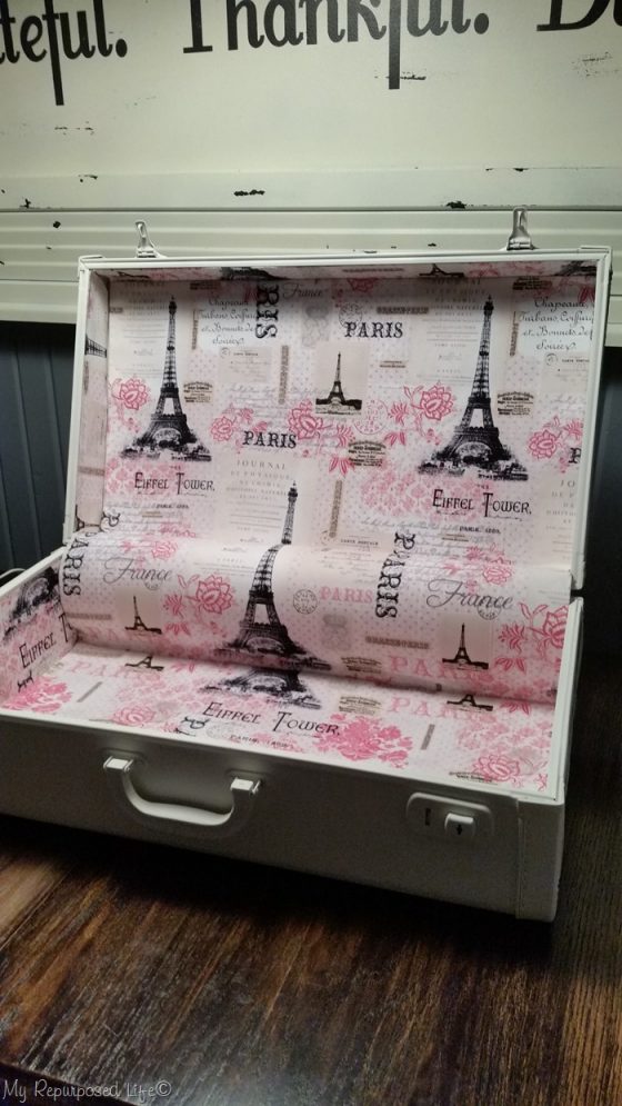 How to Line a Suitcase | Vintage Suitcase Makeover - My Repurposed Life®