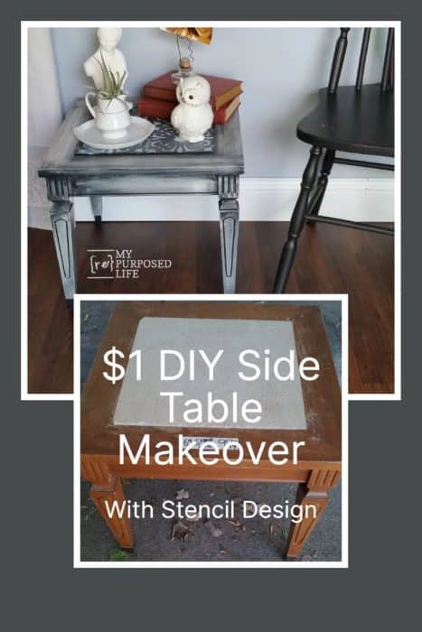 Small Mid Century Modern Stenciled Side Table - My Repurposed Life®