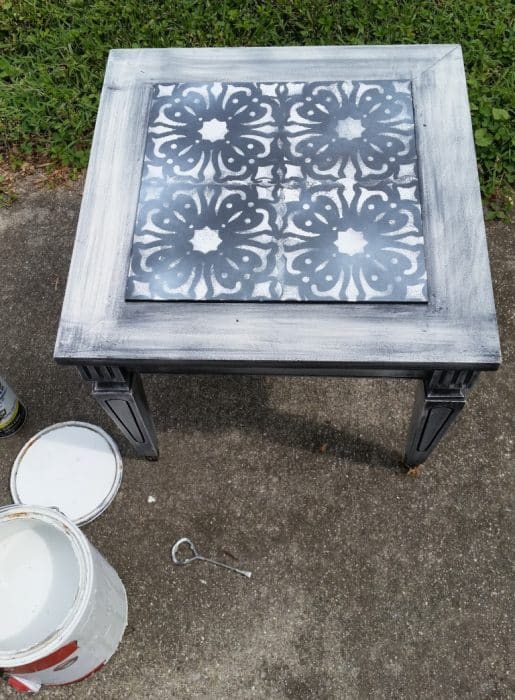 Small Mid Century Modern Stenciled Side Table - My Repurposed Life®