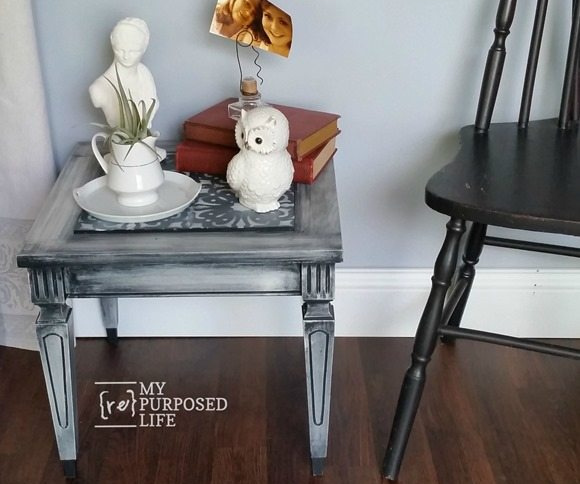 Small Mid Century Modern Stenciled Side Table - My Repurposed Life®