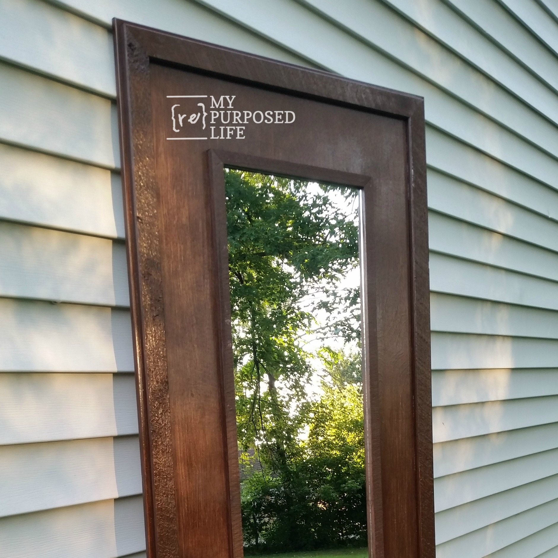 Rustic Full Length Mirror Makeover - My Repurposed Life®