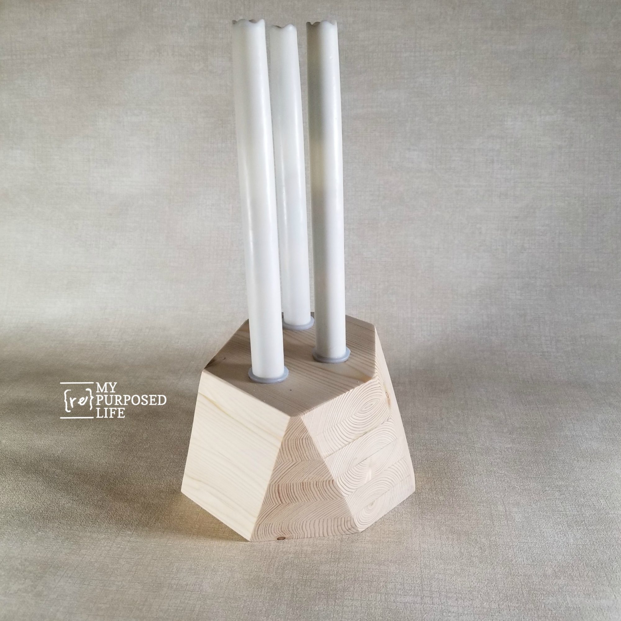 Geometric Candle Holder made from Scrap Wood - My Repurposed Life®