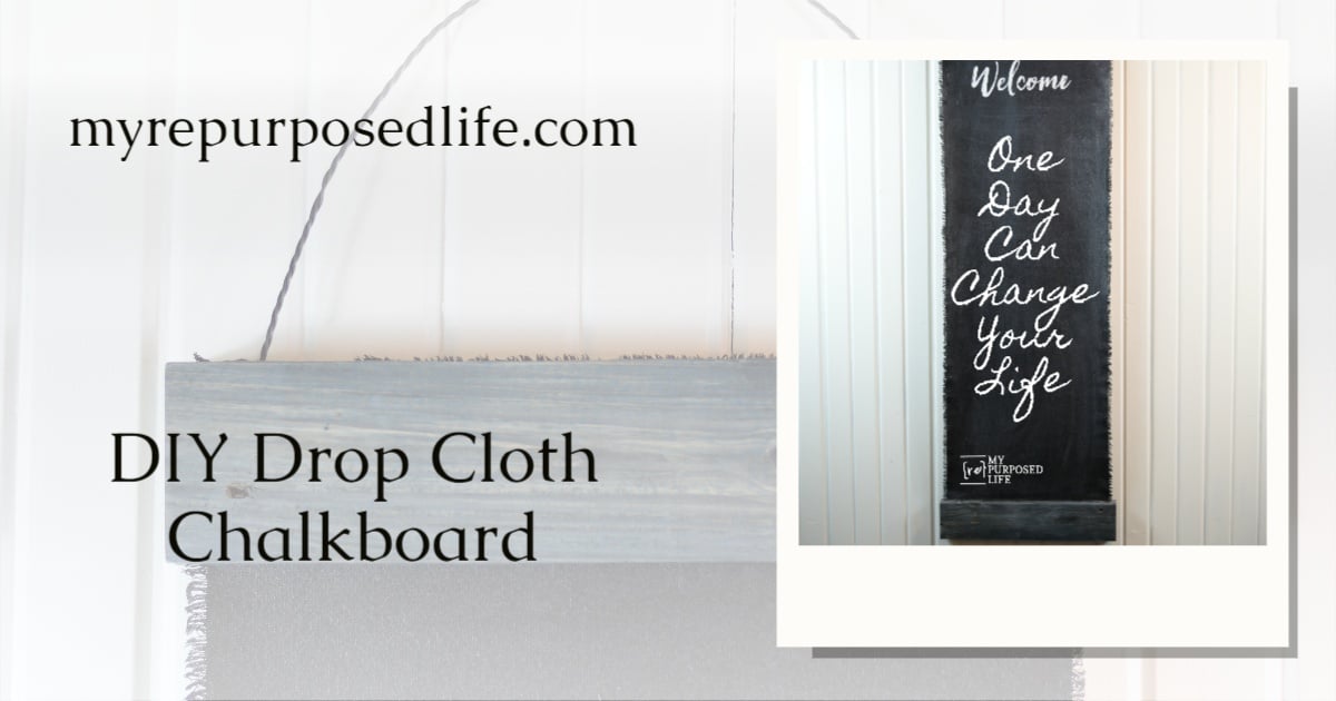Drop Cloth Chalkboard with Pallet Boards - My Repurposed Life®