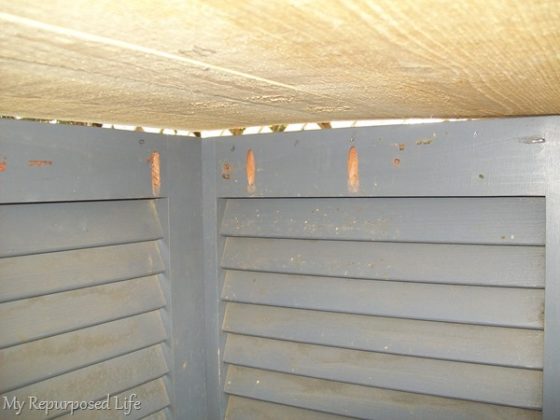 Shutters Repurposed into Bookshelf - My Repurposed Life®