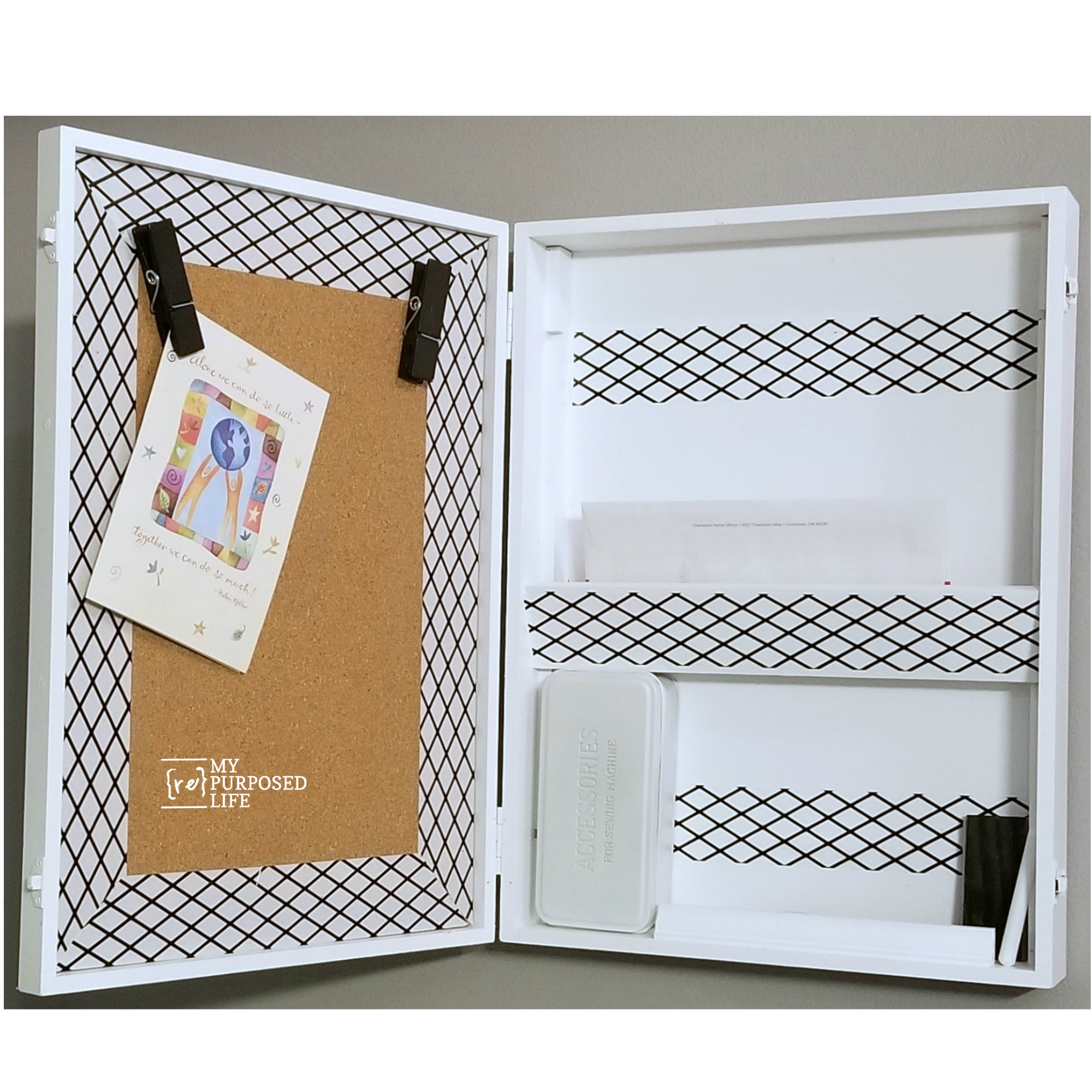 Mail Organizer with Chalkboard and Cork Board - My Repurposed Life®