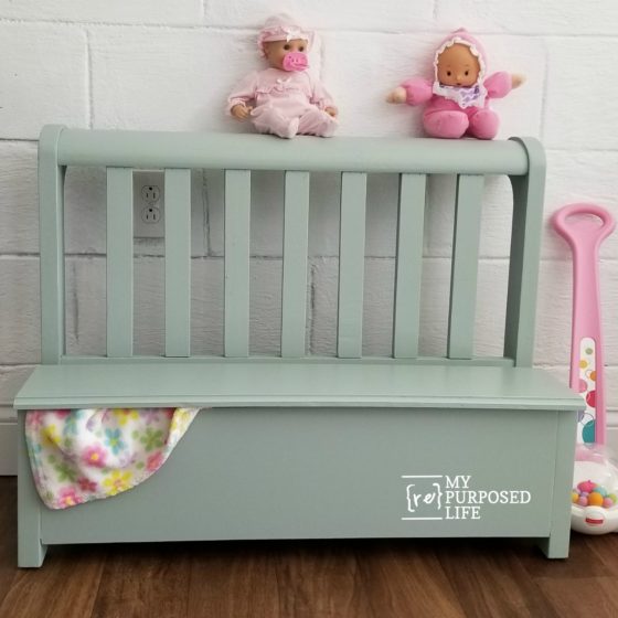 Green bench made out of a baby bed - My Repurposed Life® Rescue Re ...