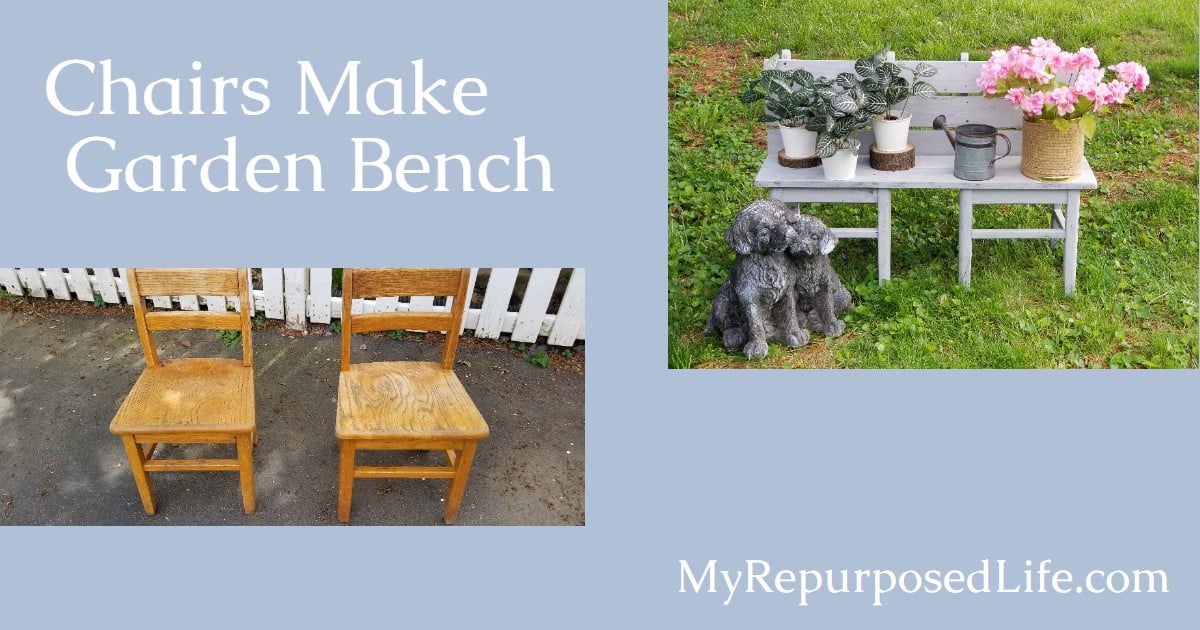 Repurposed Garden Bench made from Chairs - My Repurposed Life®