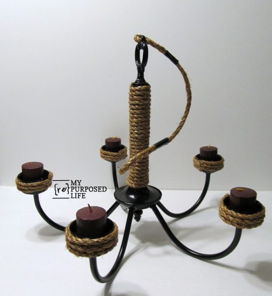 Rope Wrapped Chandelier - My Repurposed Life®
