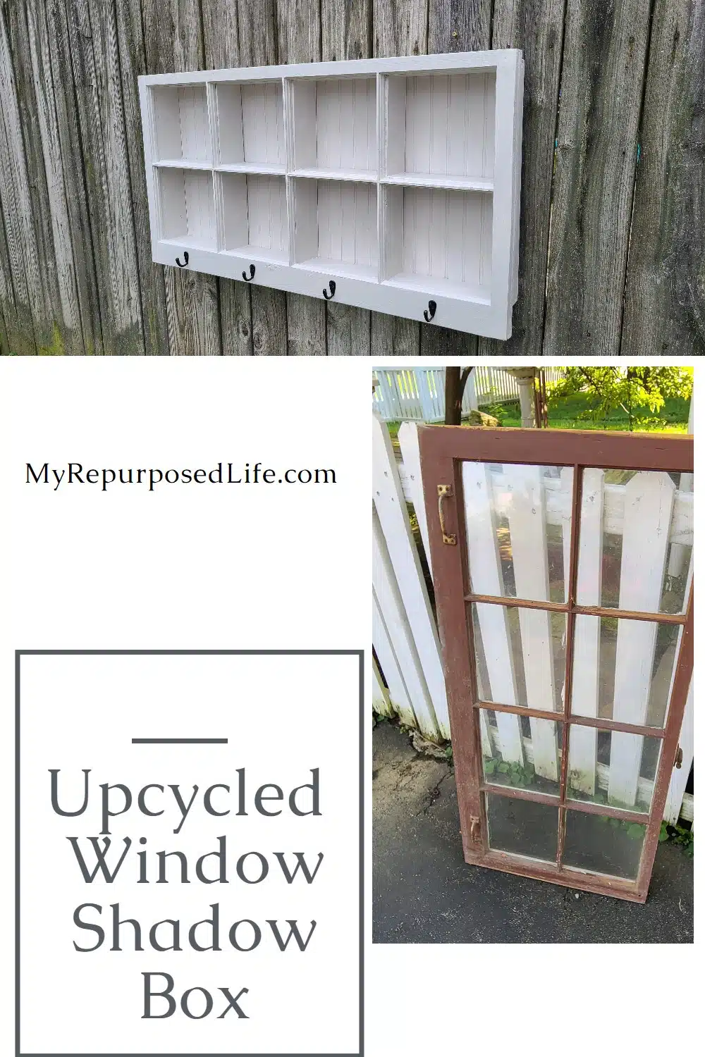 Shadow Box Hook Shelf | Repurposed Window - My Repurposed Life®