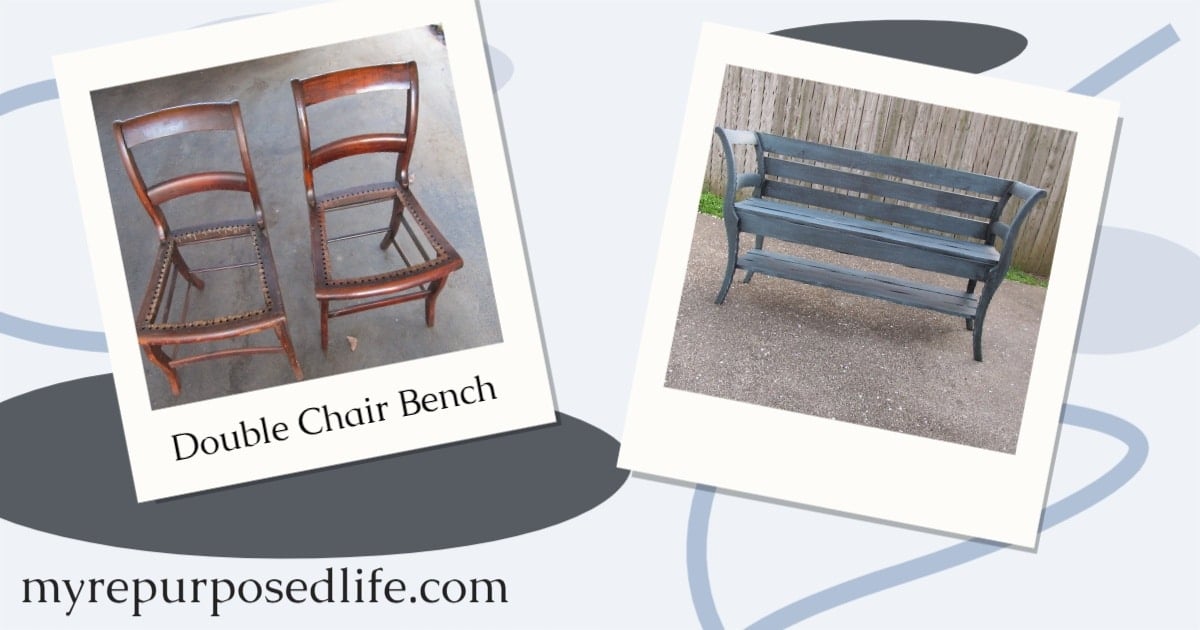 Two Recycled Chairs Make a Double Chair Bench - My Repurposed Life®