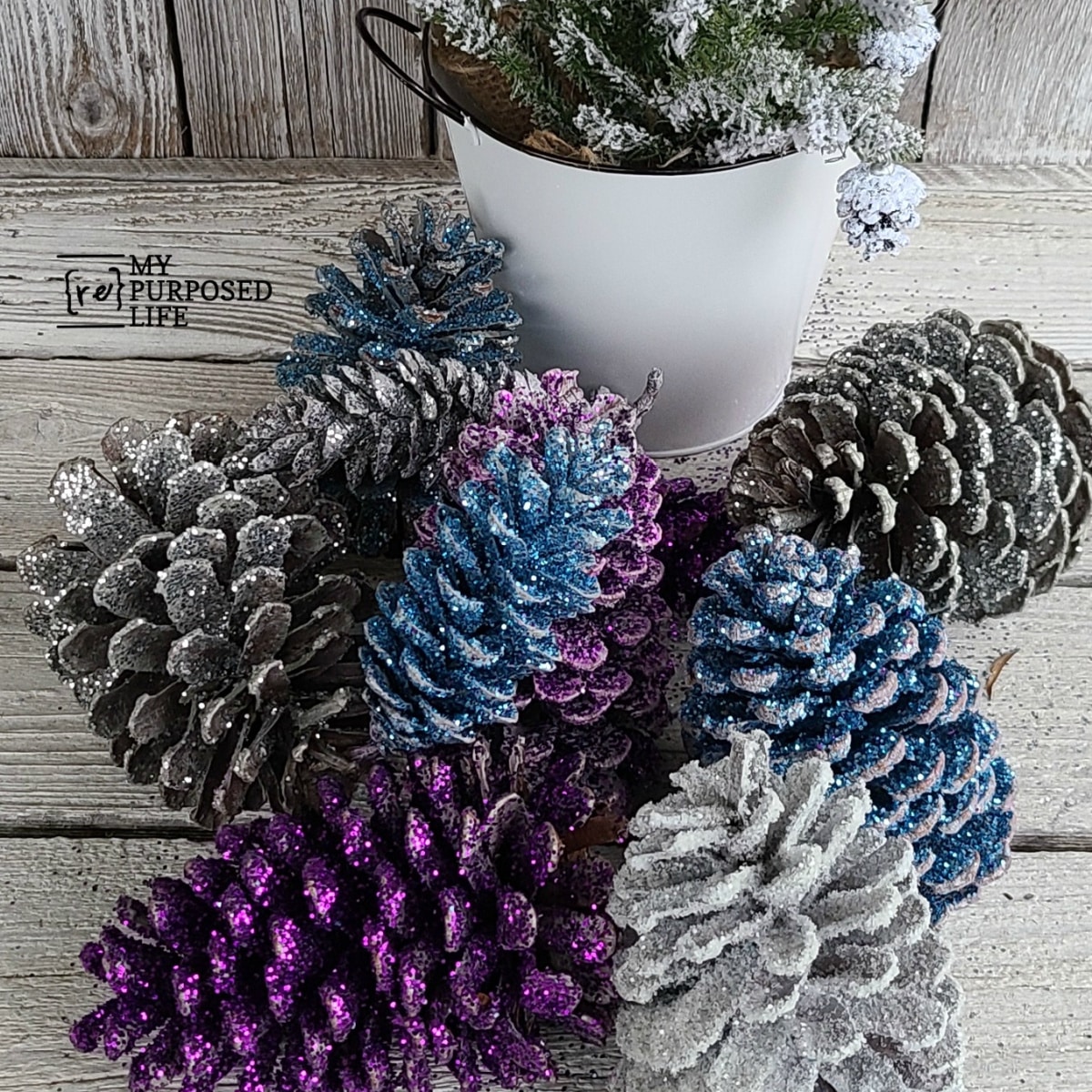 Colorful Glittered Pine Cones - My Repurposed Life®