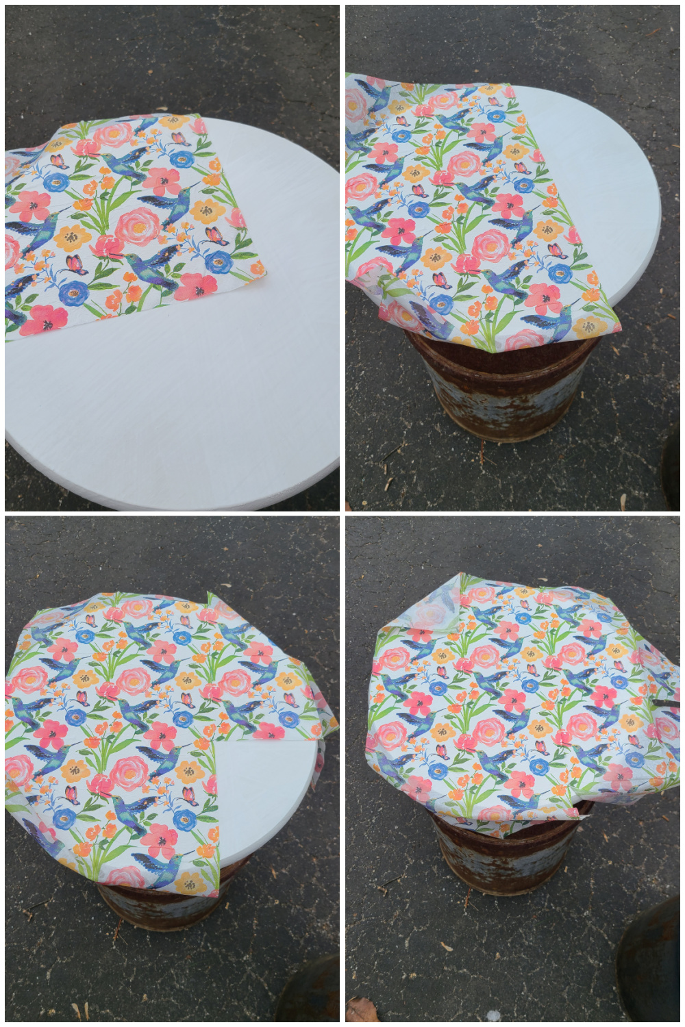 Aged Decoupage Milk Can Table - My Repurposed Life®