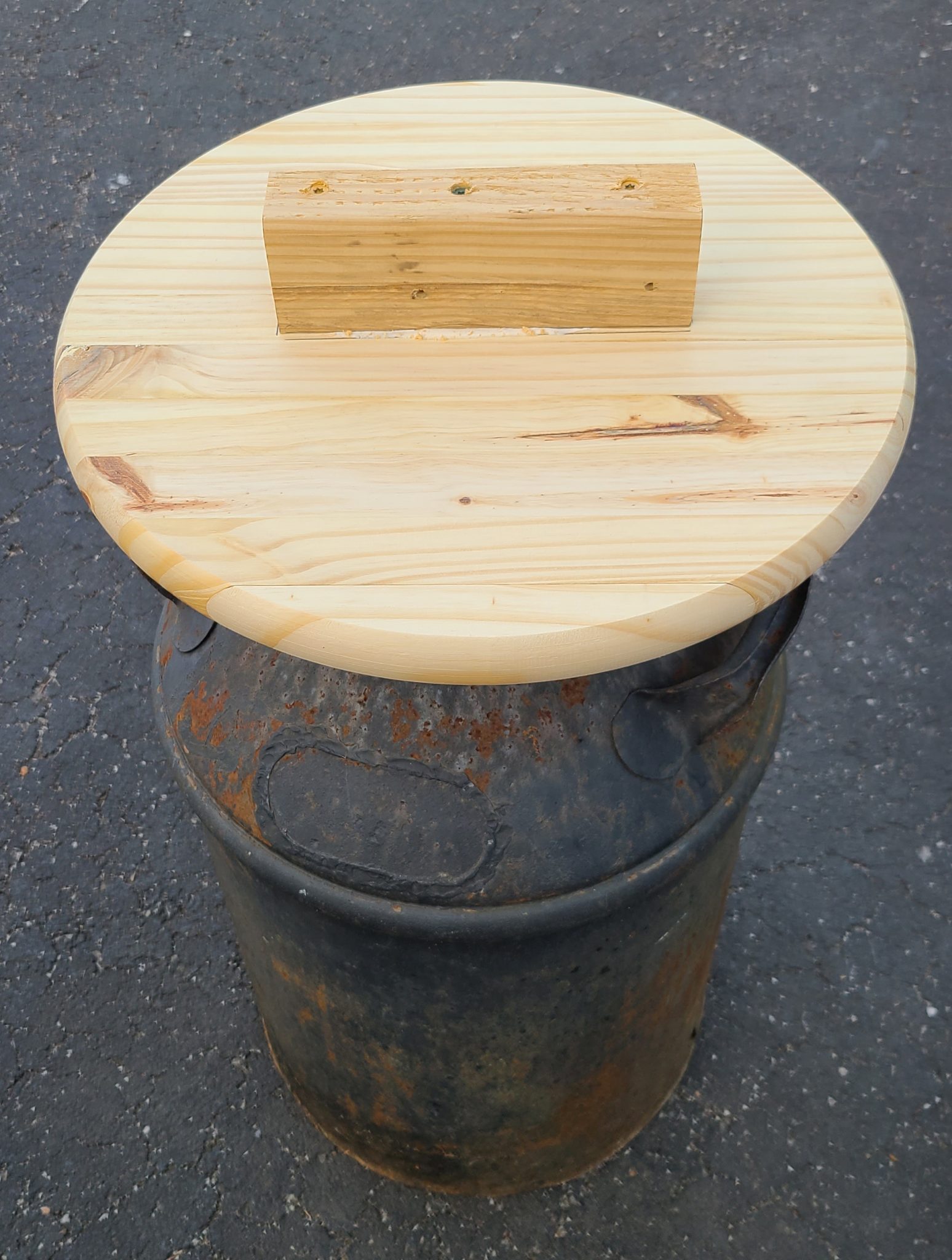 Aged Decoupage Milk Can Table - My Repurposed Life®