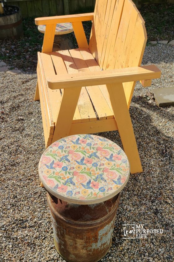 Aged Decoupage Milk Can Table - My Repurposed Life®