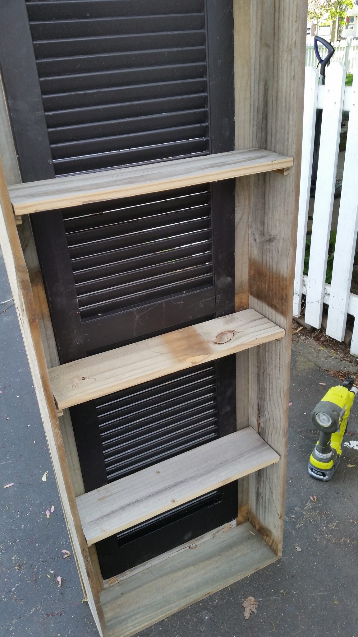 Rustic Shutter Cabinet from Reclaimed Fencing - My Repurposed Life®
