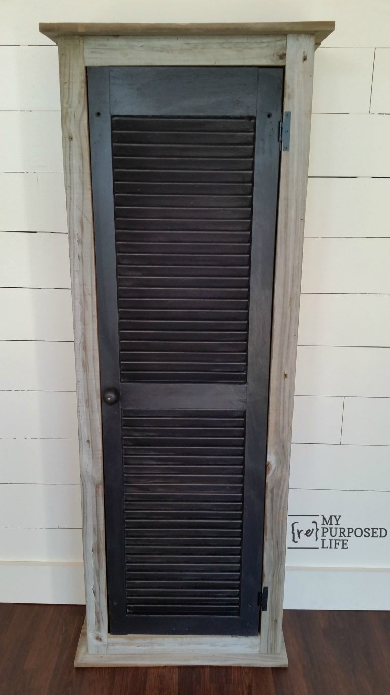 Rustic Shutter Cabinet from Reclaimed Fencing - My Repurposed Life®
