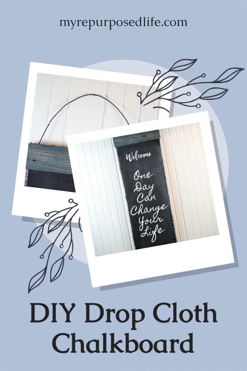 Drop Cloth Chalkboard with Pallet Boards - My Repurposed Life®