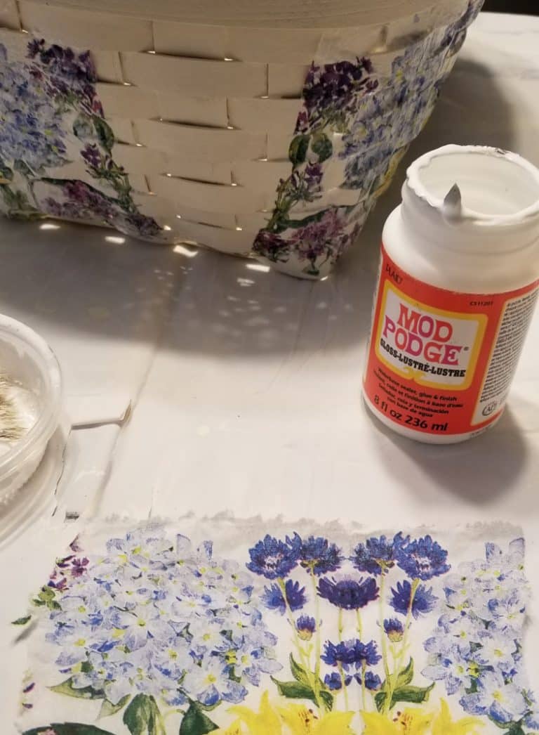 Decoupage Basket | Hydrangea Napkins - My Repurposed Life®