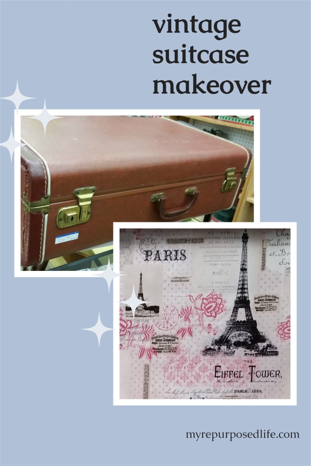 How to Line a Suitcase | Vintage Suitcase Makeover - My Repurposed Life®