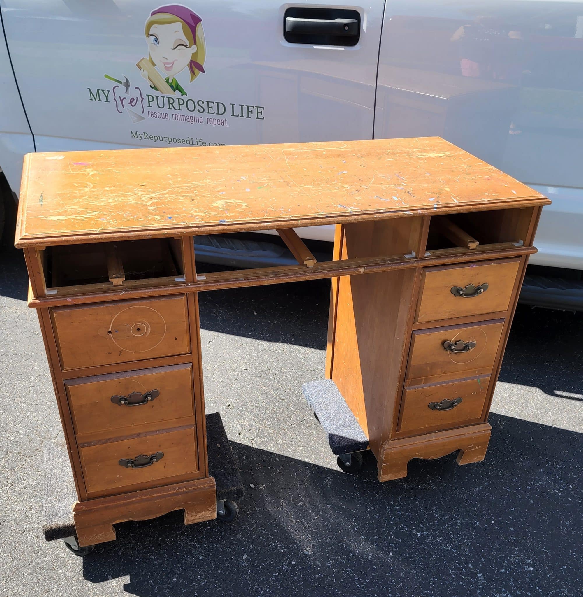 Vintage Desk | Missing Drawers - My Repurposed Life®