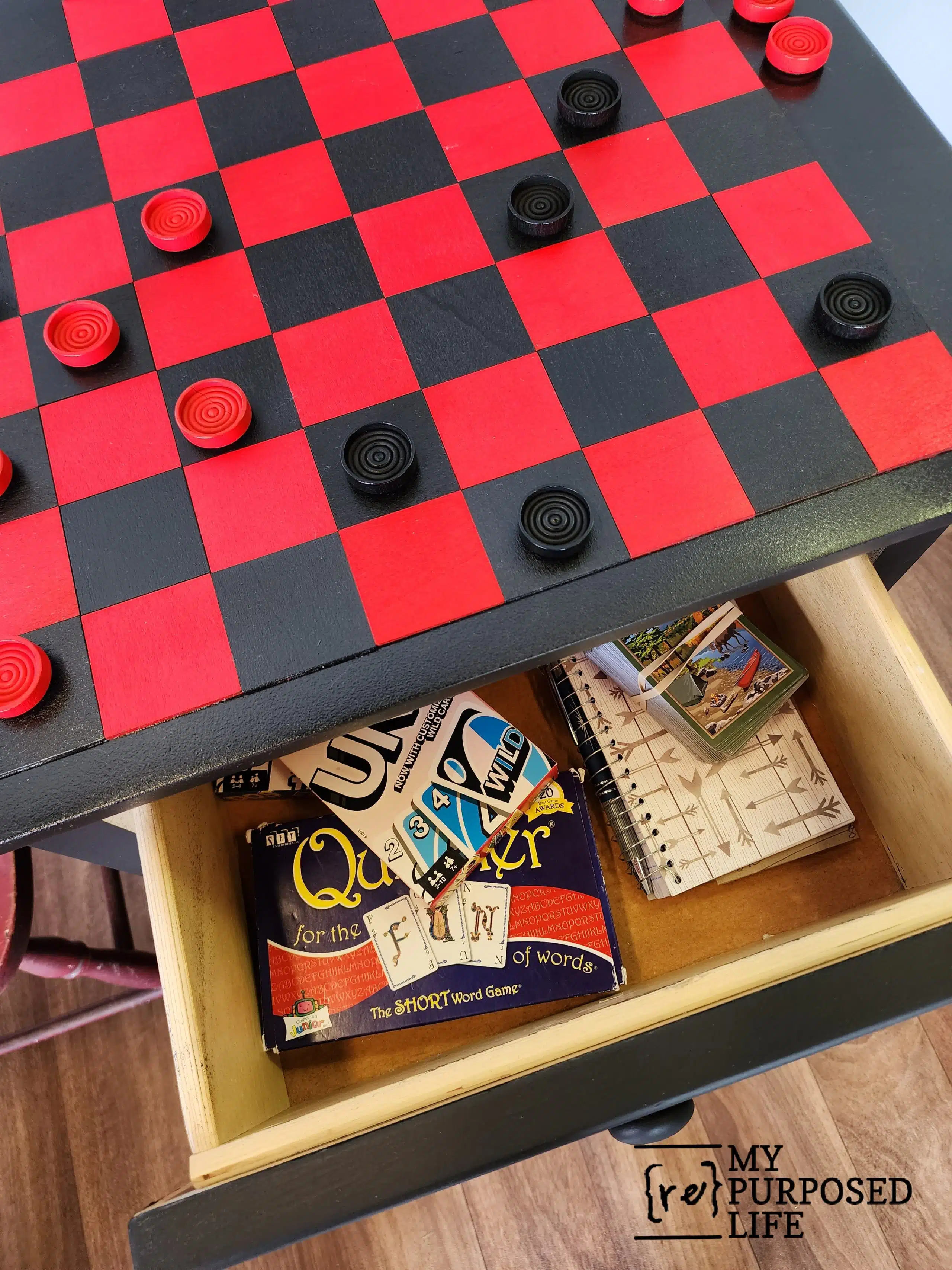 Checkerboard Game Table | Upcycled Nightstand - My Repurposed Life®