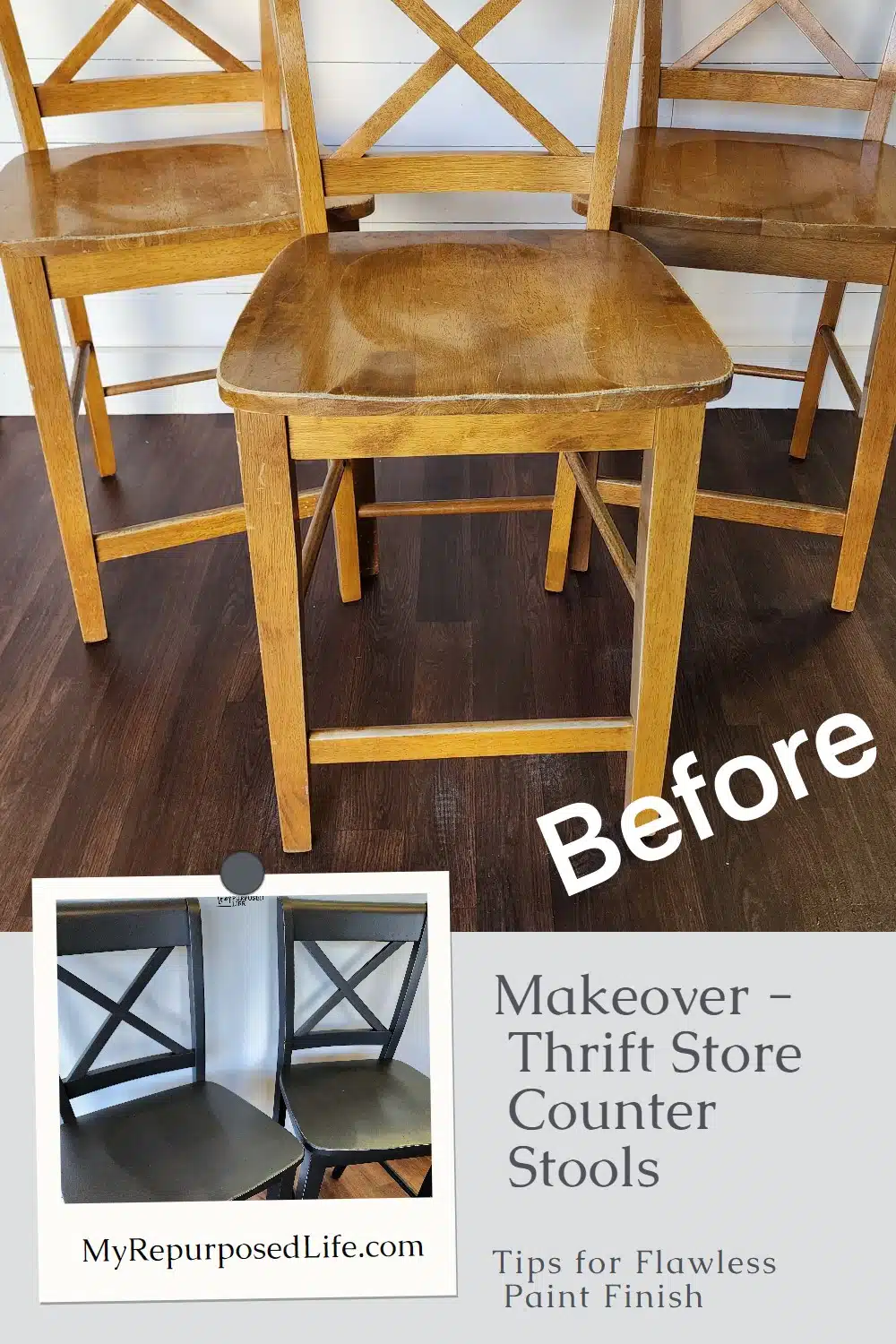 Solid Wood X Back Counter Stools - My Repurposed Life®