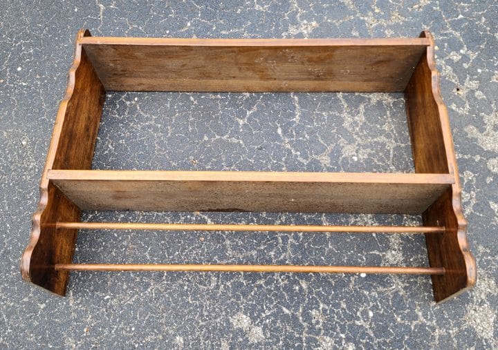 Vintage Wall Shelf with Towel Rods - My Repurposed Life®