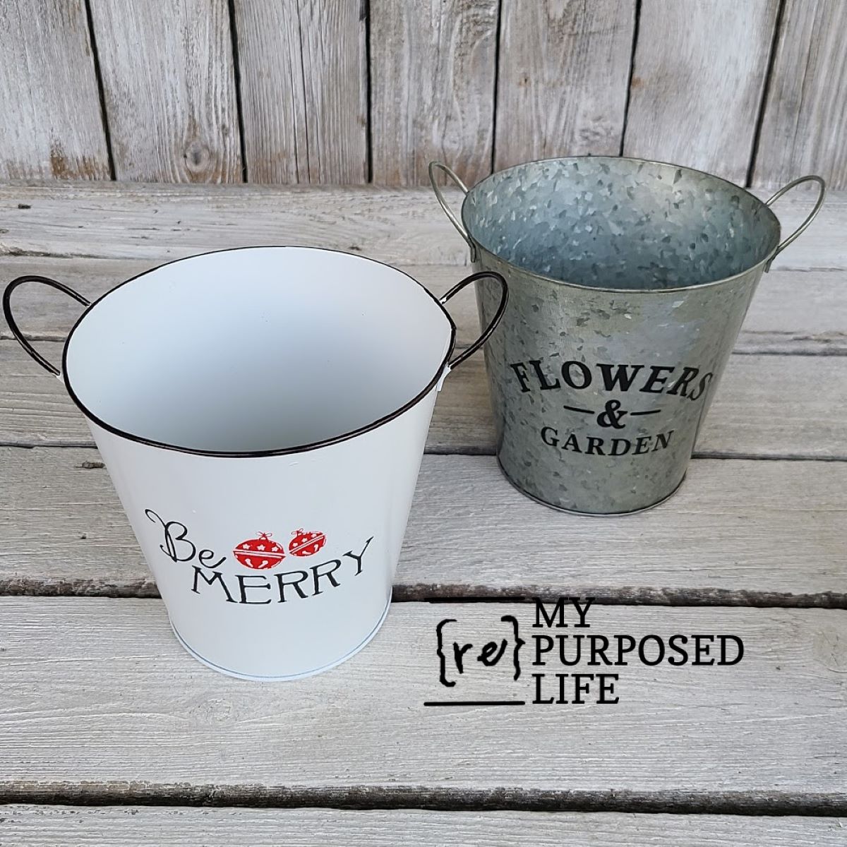 Faux Enamelware bucket for Christmas Decor - My Repurposed Life®