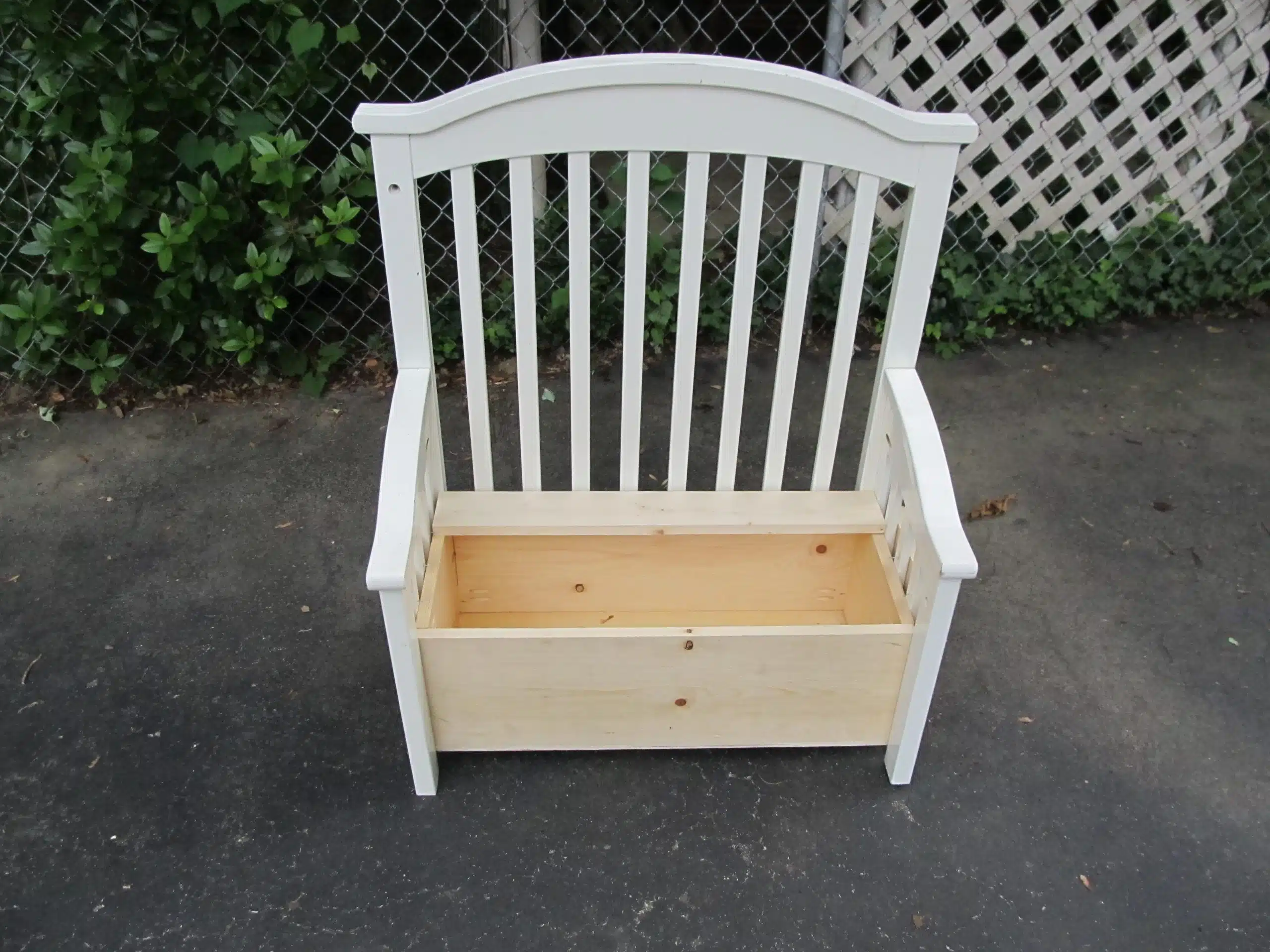 Upcycled Crib into Toy Box Bench - My Repurposed Life®