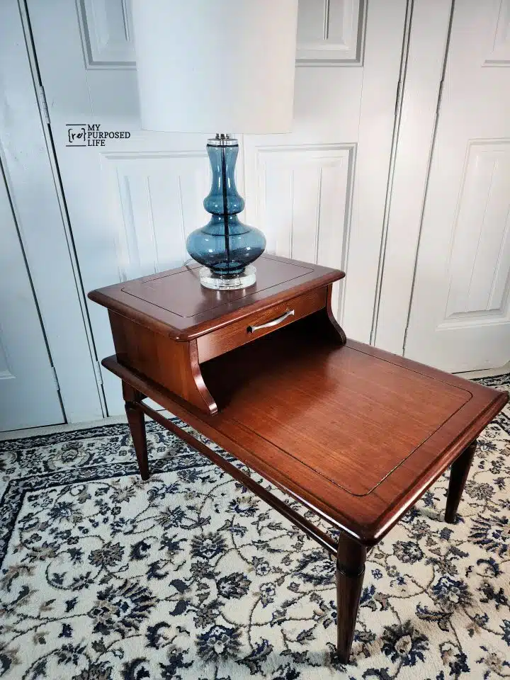 MCM Step End Table Makeover - My Repurposed Life®