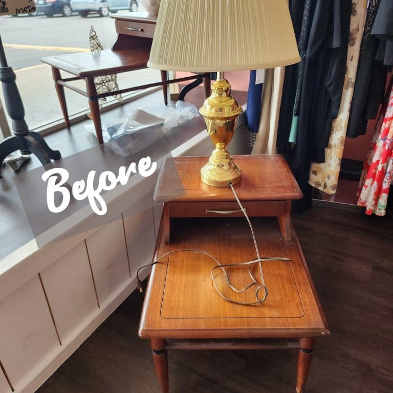 MCM Step End Table Makeover - My Repurposed Life®