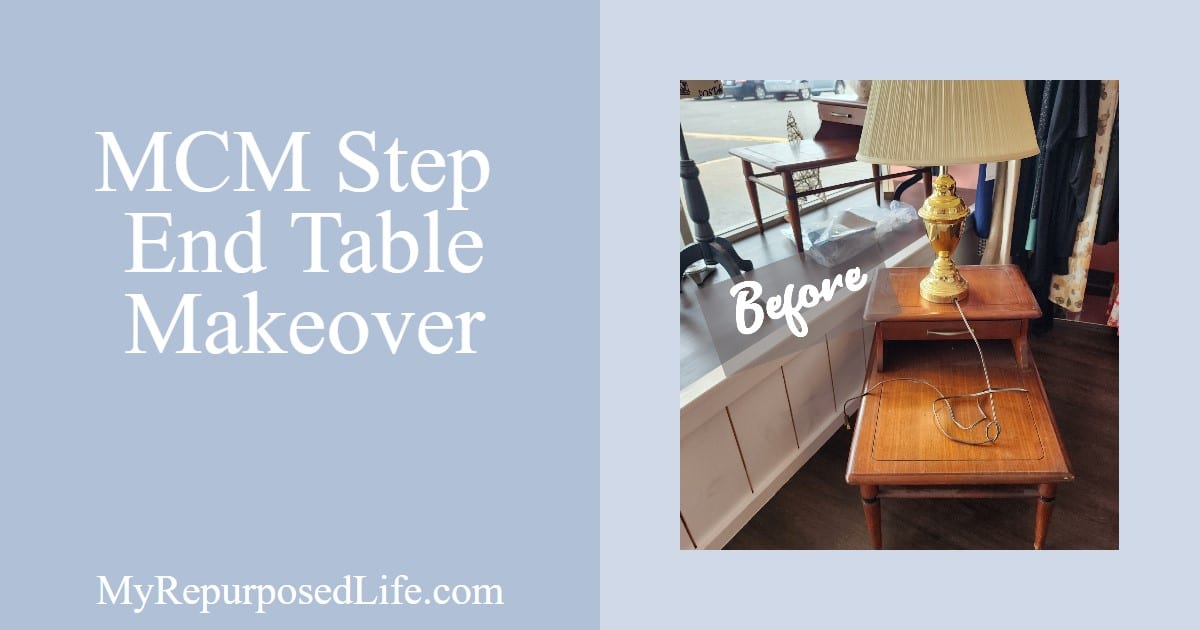 MCM Step End Table Makeover - My Repurposed Life®