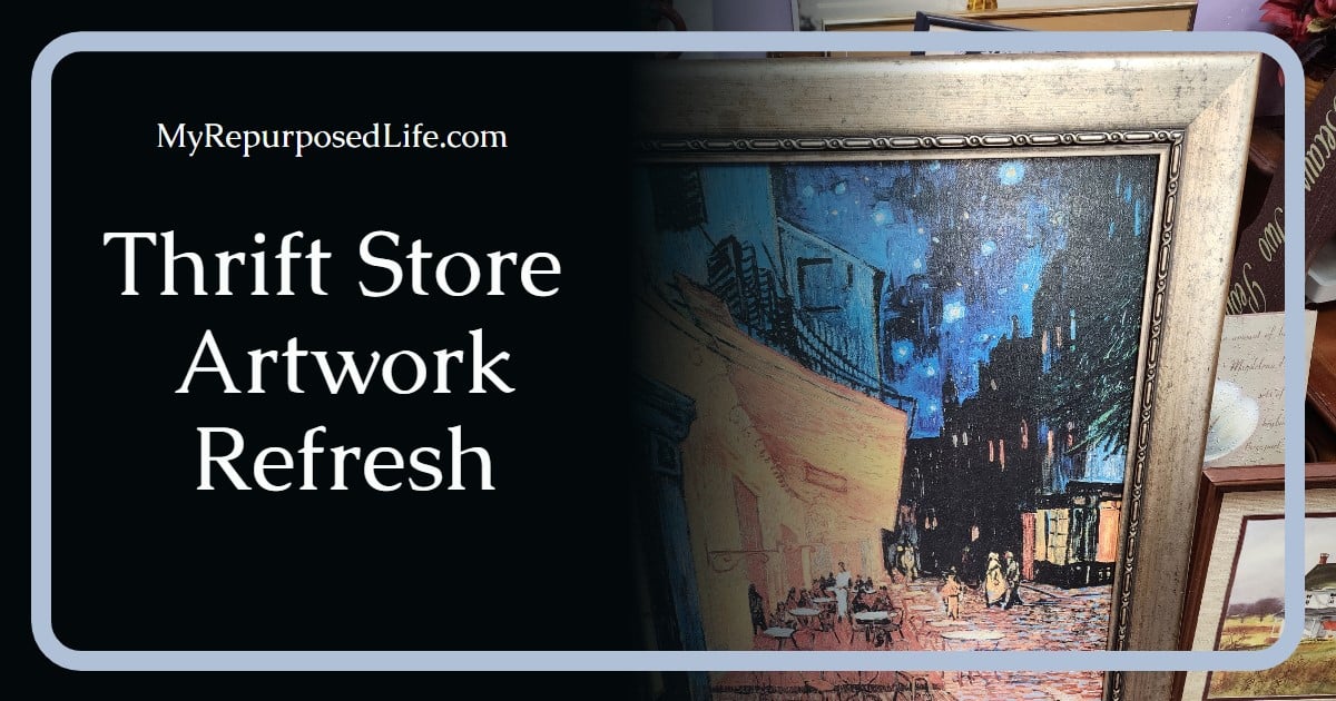 Thrift Store Artwork | Cafe Terrace at Night - My Repurposed Life®