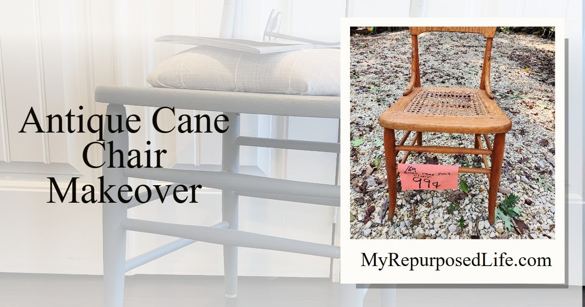 Vintage Oak Cane Chair Makeover - My Repurposed Life®