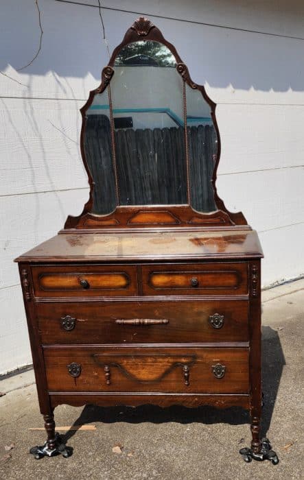 Antique Dresser with Triple Mirror - My Repurposed Life®