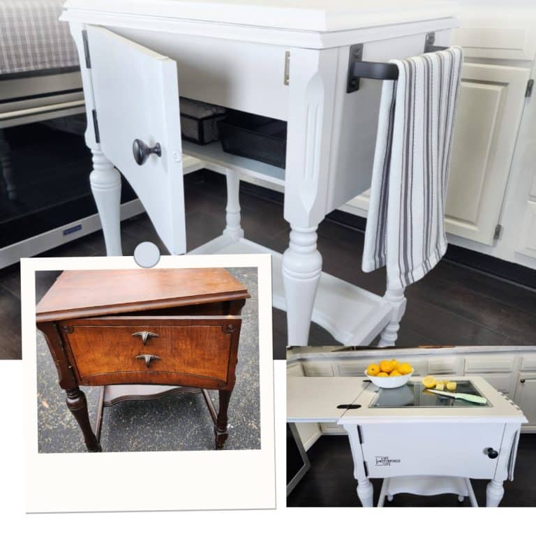 DIY Small Kitchen Island from Sewing Cabinet Upcycle - My Repurposed Life®